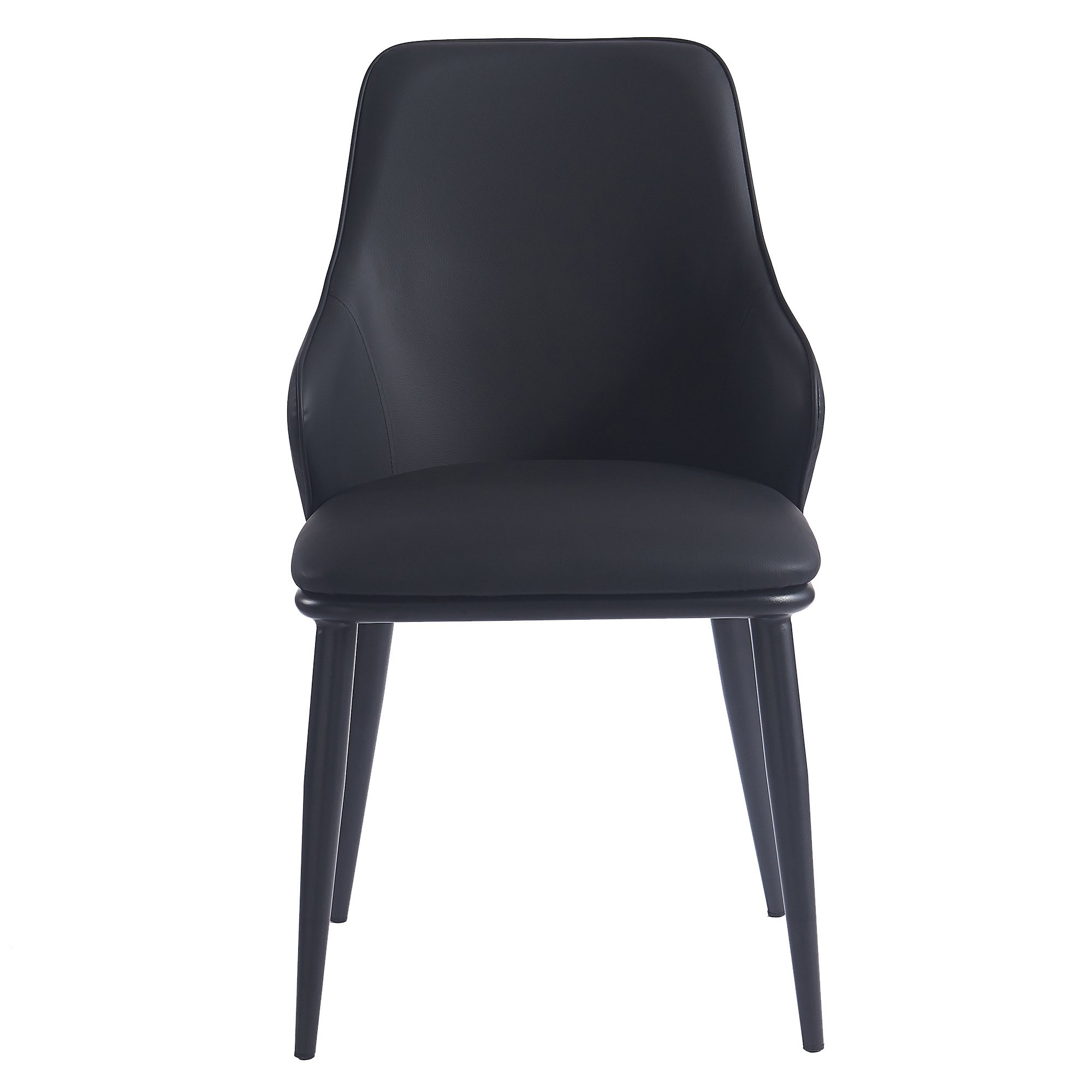 Kash Dining Chair, set of 2, in Black Faux Leather and Black