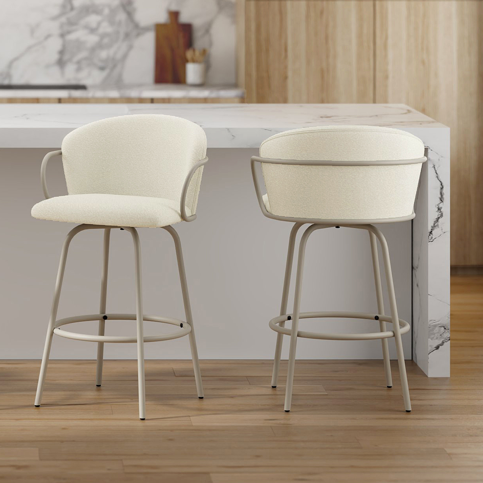Kalani 26" Counter Stool w/Swivel, Set of 2 in Beige