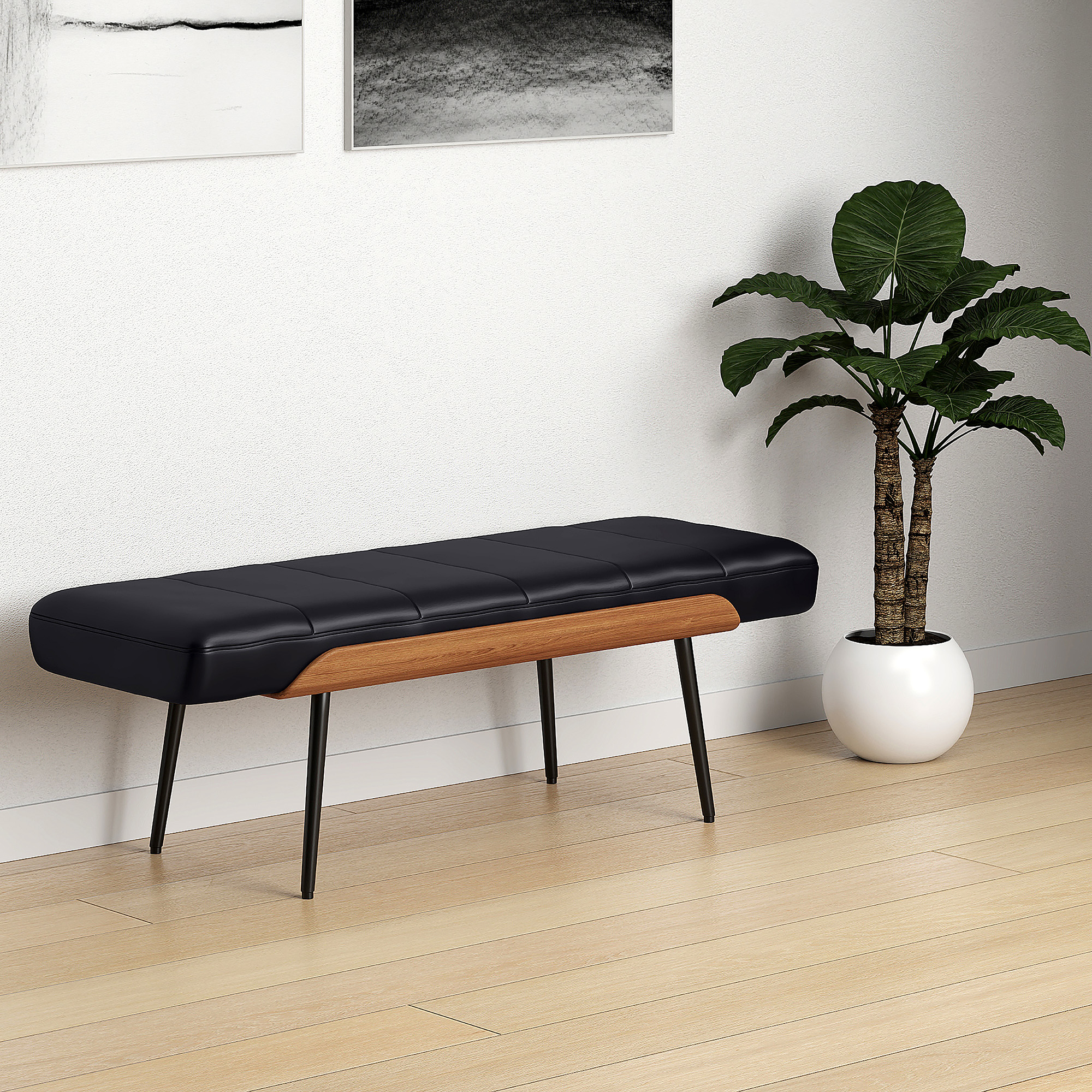 Umber Bench in Black and Walnut